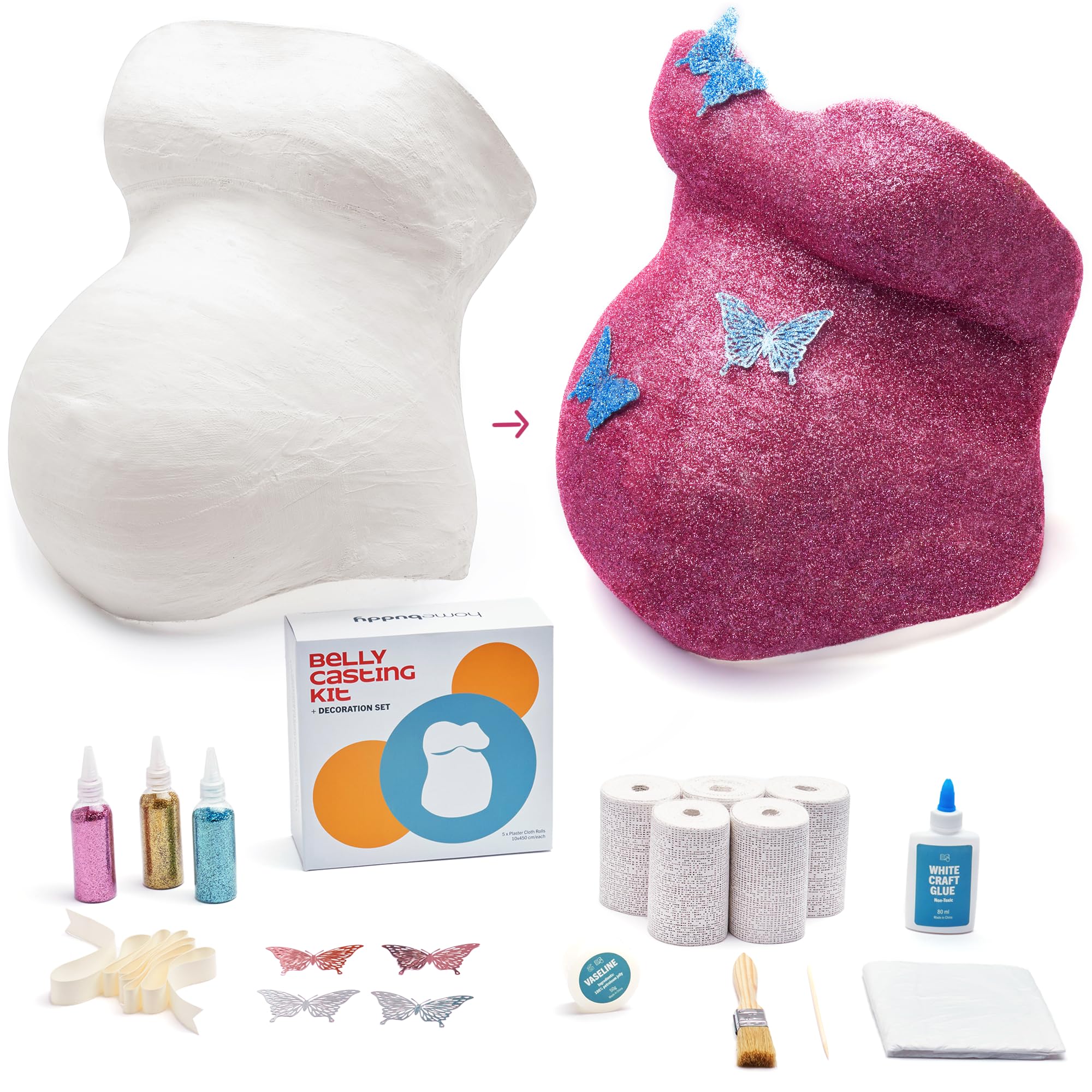 HomeBuddy Belly Casting Kit Pregnancy - All in One - DIY Pregnancy Belly Casting Kit for Expecting Moms