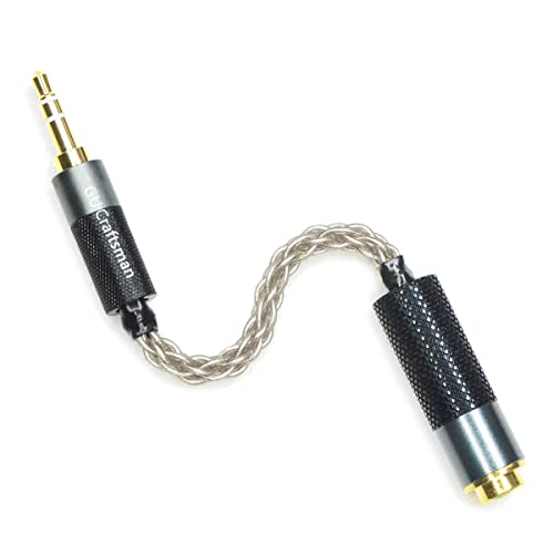 GUCraftsman 3.5mm Stereo Male to 4.4mm Balanced Female Portable Headphone Adapter Cable 6N Single Crystal Silver Headphone Jack Convert Cable for Audio Players with 3.5mm Ports