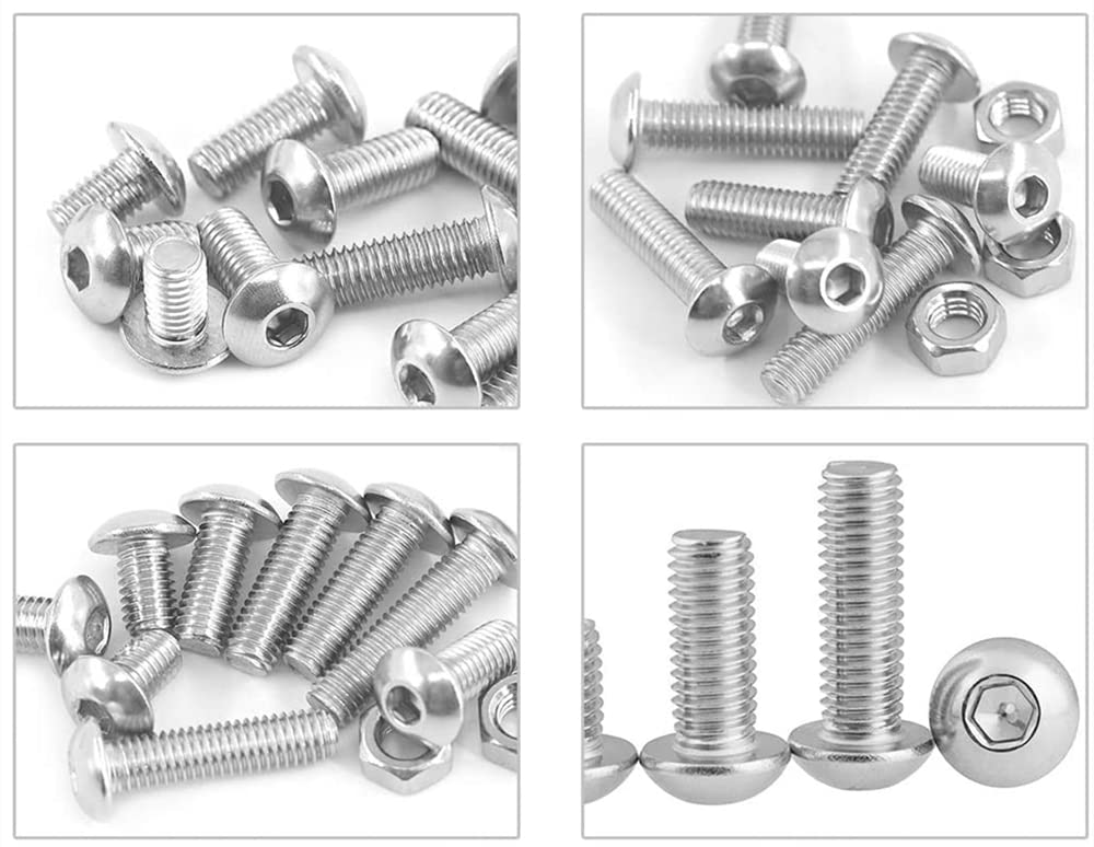 Elantek #2-56 UNC 304-Stainless Steel Button Head Hex Socket Cap Bolts Screws Nuts Assortment Kit