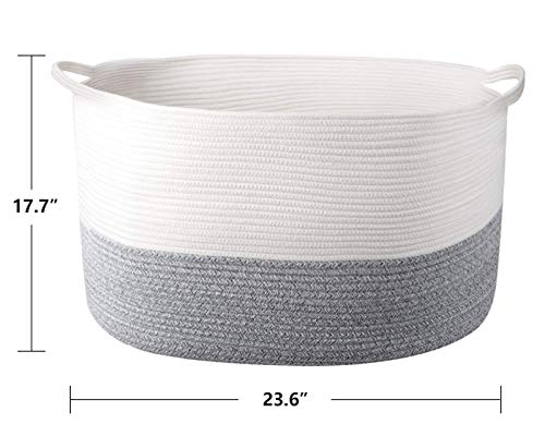 INDRESSME XXX Large Rope Basket (Set of 2)-Woven Pillow, Blanket Basket Laundry Basket
