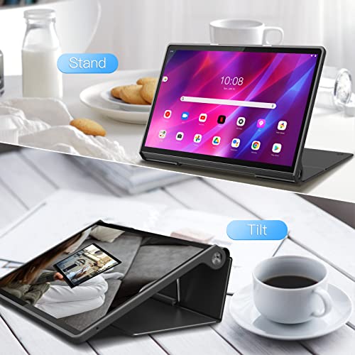Fintie Hybrid Folio Case for Lenovo Yoga Tab 13 2021, Shockproof Cover with Clear Transparent Back Shell for Lenovo Yoga Tab 13" Tablet (YT-K606F), Black