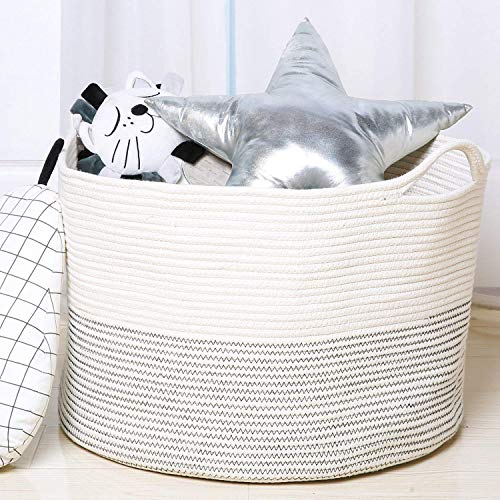 INDRESSME XXX Large Rope Basket (Set of 2)-Woven Pillow, Blanket Basket Laundry Basket
