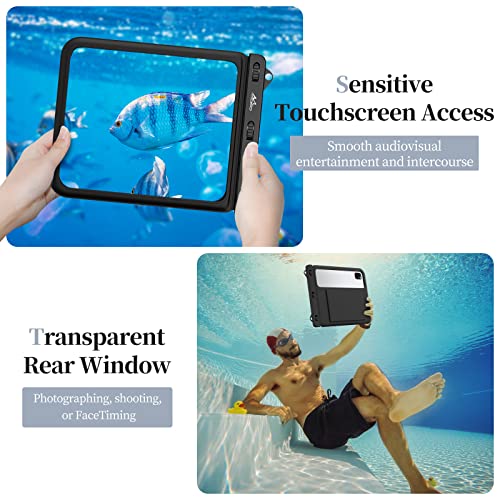 MoKo Waterproof Tablet Case Compatible with Fire HD 10, iPad 10th, iPad Pro 11 2022, iPad Air 5/4/3/2, iPad 10.2/9, Galaxy Tab S6/S7, Tab A 10.1, Stand Holder Dry Bag for Bathroom Kitchen Stand Pouch