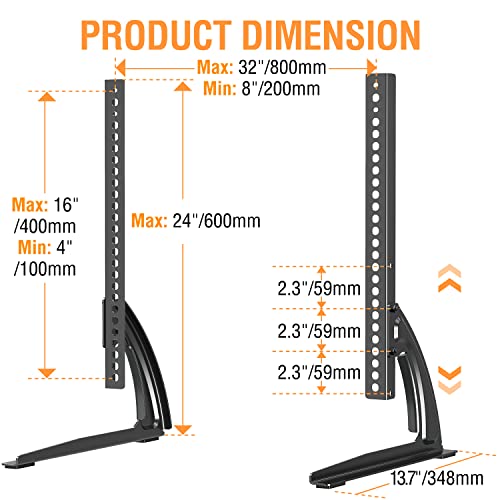ELIVED Universal Table Top TV Stand, for Most 27 to 55 inch LCD LED Plasma Flat Screen TVs, TV Base Height Adjustable Leg Stand Holds up to 88lbs, VESA up to 800x400mm, YD1014