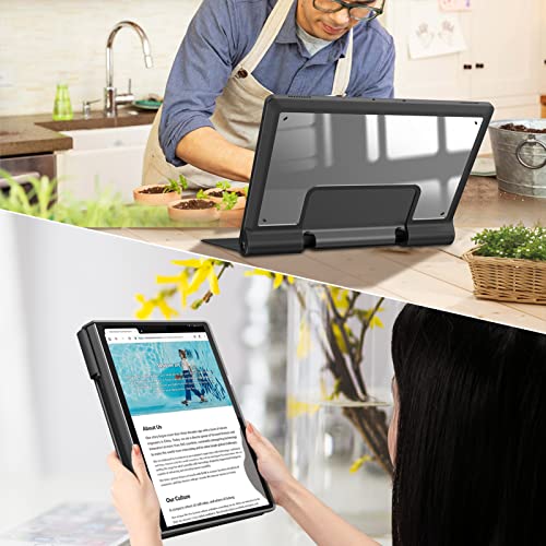 Fintie Hybrid Folio Case for Lenovo Yoga Tab 13 2021, Shockproof Cover with Clear Transparent Back Shell for Lenovo Yoga Tab 13" Tablet (YT-K606F), Black