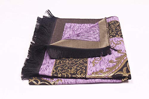Muslim Prayer Rug with Prayer Beads | Janamaz | Sajadah | Soft Islamic Prayer Rug | Islamic Gifts | Prayer Carpet Mat, Chenille Fabric, Lilac