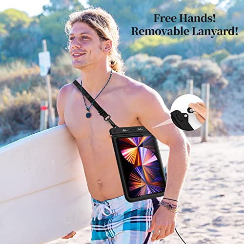 MoKo Waterproof Tablet Case Compatible with Fire HD 10, iPad 10th, iPad Pro 11 2022, iPad Air 5/4/3/2, iPad 10.2/9, Galaxy Tab S6/S7, Tab A 10.1, Stand Holder Dry Bag for Bathroom Kitchen Stand Pouch