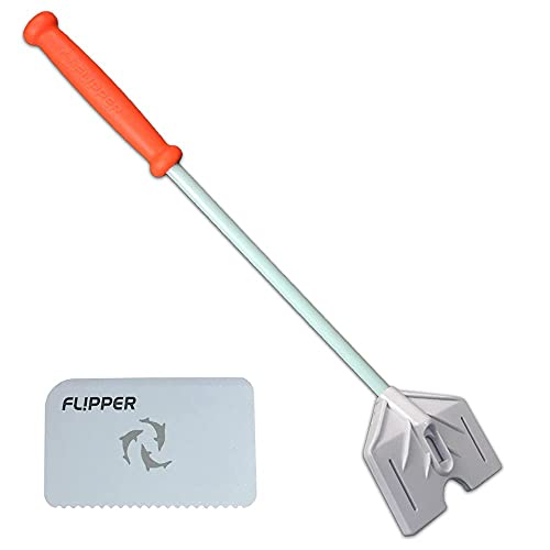 FL!PPER Flipper Platinum Aquarium Hand Scraper Tool β Glass and Acrylic Fish Tank Cleaner β Aquarium Glass Cleaner - Aquarium Glass Scraper with Serrated Blade 18"