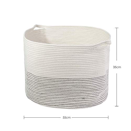 INDRESSME XXX Large Rope Basket (Set of 2)-Woven Pillow, Blanket Basket Laundry Basket