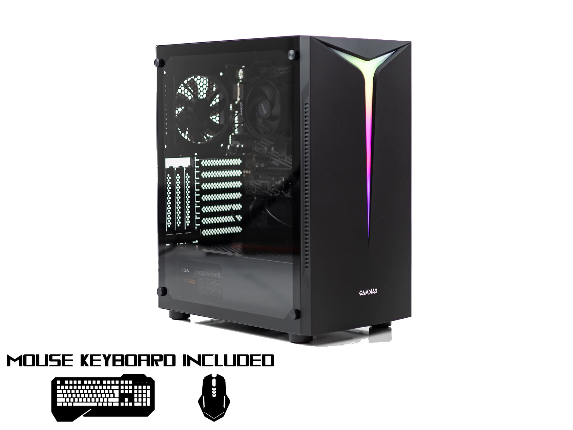 Gigatech Gaming Apollo 7 Gaming Desktop - AMD Ryzen 7 5700G 8-Core 16-Threads 4.6GHz Boost, Radeon Vega 8, 8GB DDR4 3200MHz, 256GB SSD, Built in Wi-Fi, Windows 10