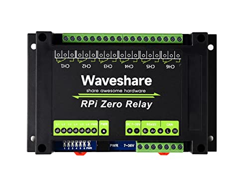 Waveshare Industrial 6-Channel Relay Module for Raspberry Pi Zero WH RS485/CAN Bus Power Supply Isolation Photocoupler Isolation
