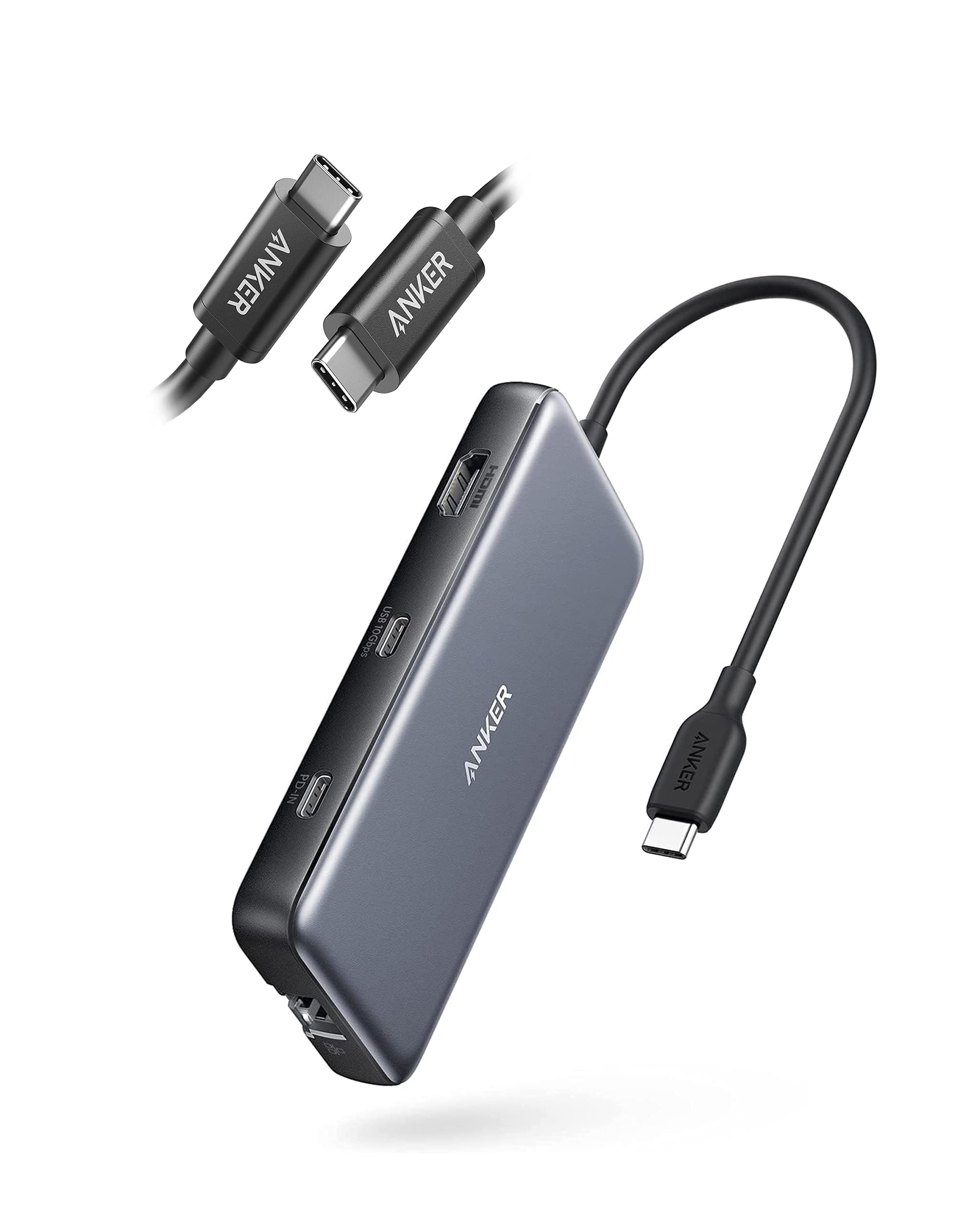 Anker Thunderbolt 3.0 Cable 1.6 ft Supports 100W Charging / 40Gbps Data Transfer & Anker USB C Hub, PowerExpand 8-in-1 USB C Adapter, with 100W Power Delivery, 4K 60Hz HDMI Port, 10Gbps USB C and 2 US