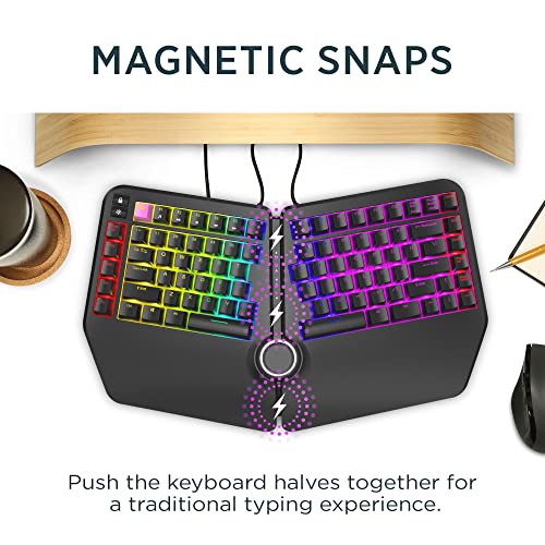 Cloud Nine ErgoTKL Ergonomic Tenkeyless Mechanical Keyboard for PC β Kailh White β TKL RGB Backlit Ergo Split Key Board