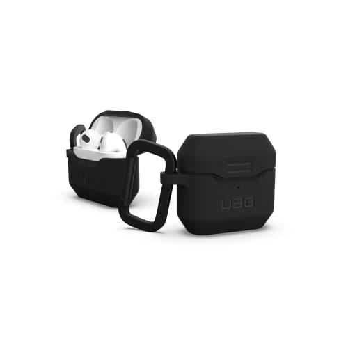 URBAN ARMOR GEAR UAG Designed for AirPod Case Black (3rd Generation 2021) Durable Protective Soft-Touch Silicone with Detachable Carabiner, Standard Issue Series