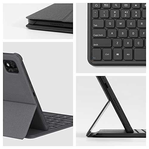 TCL Keyboard Case TAB 10s-Suitable and Stable Kickstand-Detachable Wireless Type Cover-Pogo Pin Connect, No Need External Power-Android Keyboard- Gray Case