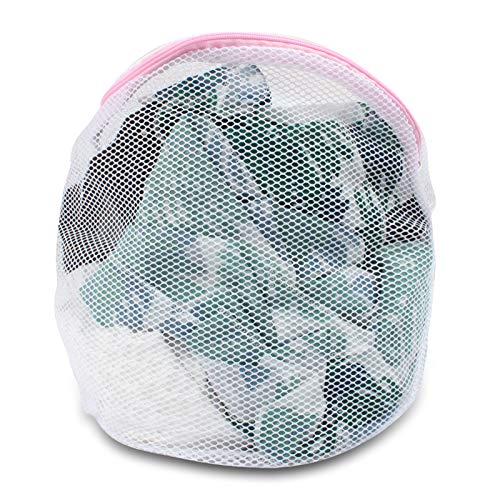 MJIYA Mesh Laundry Bags for Delicates with Premium Zipper, Travel Storage Organize Bag, Clothing Washing Bags for Laundry, Blouse, Bra, (WhiteA+Sphere Shape, 9.25x9.25x7 Inch)