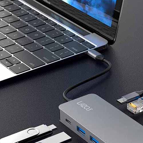 Reader Media Techno L-CH11 Lazos Type-C Converter Adapter, 11-in-1, Silver