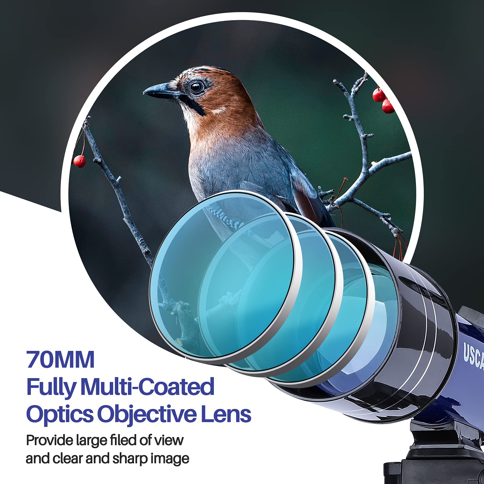 Telescopes for Astronomy Adults, 70mm Aperture 400mm Focal Length Refractor Telescope for Beginners Kids, Portable Telescope with Backpack Tripod Phone Adapter
