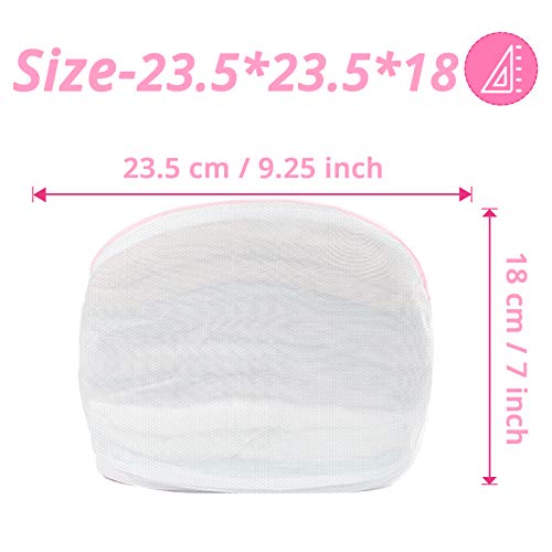 MJIYA Mesh Laundry Bags for Delicates with Premium Zipper, Travel Storage Organize Bag, Clothing Washing Bags for Laundry, Blouse, Bra, (WhiteA+Sphere Shape, 9.25x9.25x7 Inch)