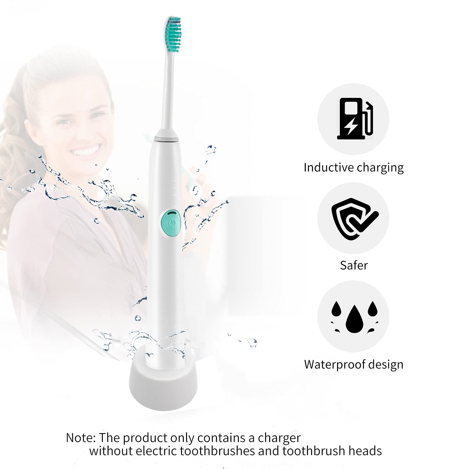 Electric Toothbrush Charger Base for Philips Sonicare Toothbrush Charger Replacement HX6100, HX3000 / HX6000 / HX8000 / HX9000 Series Portable IP67 Waterproof 3.6ft Cable