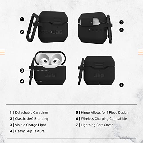 URBAN ARMOR GEAR UAG Designed for AirPod Case Black (3rd Generation 2021) Durable Protective Soft-Touch Silicone with Detachable Carabiner, Standard Issue Series