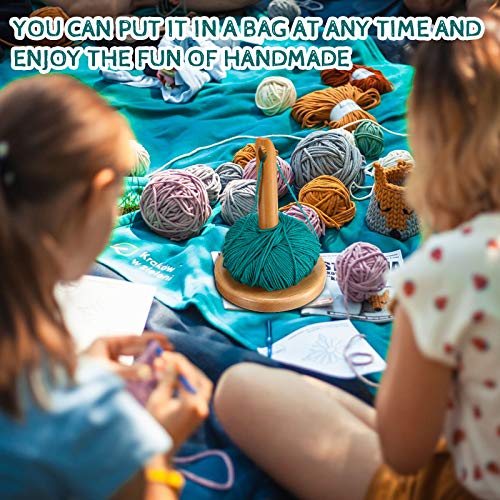 Wood Yarn Holder for Knitting Crochet Wooden Frame with Hole in The Middle, Prevent Yarn Tangling, Winding and Dispensing Accessories, Presents for Craft Lovers