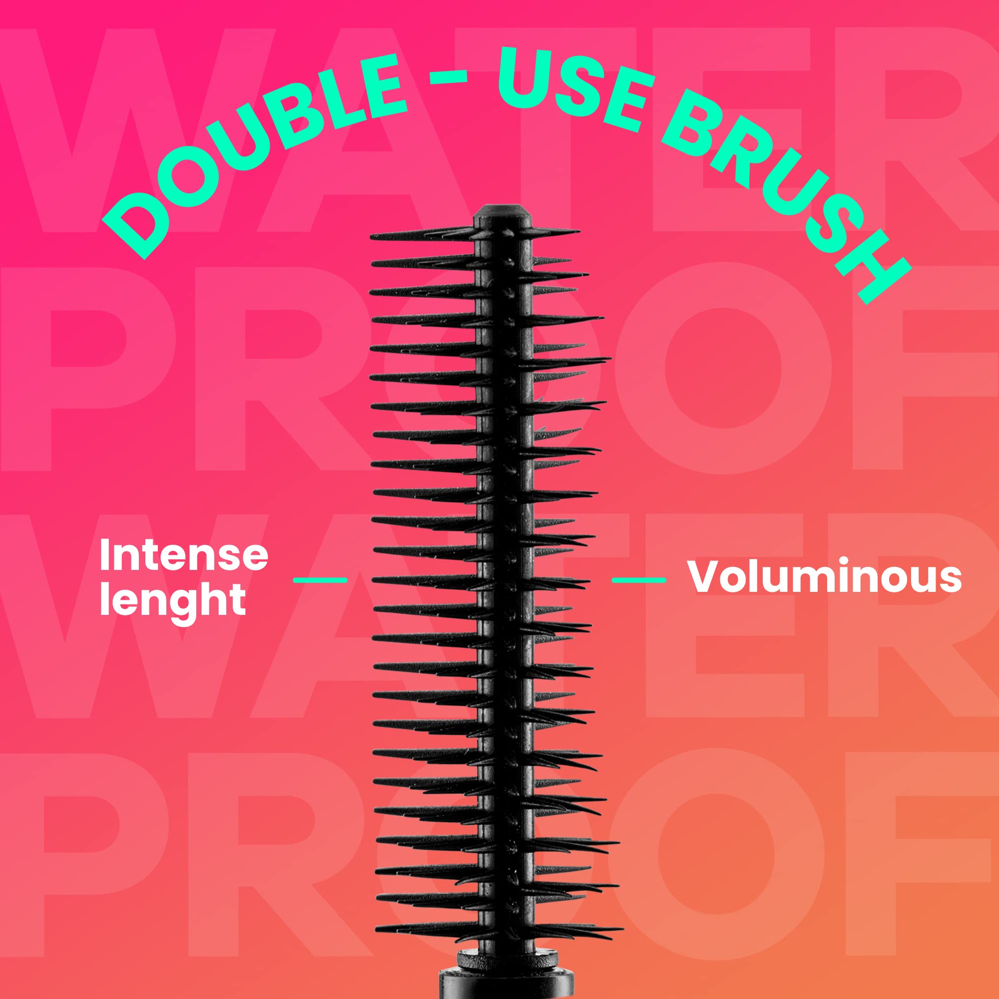 Nailen Black Waterproof Long Lash Mascara with Comb - No Clumps, Smudges, or Flakes - Voluminous and Long Eyelashes for Eye Makeup - 1 Count