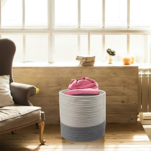 Finderomend 2-Pack Cotton Rope Plant Baskets Cotton Rope Woven Plant Basket for Indoor Plants | Neutral Round Cube Organizer Baskets Bin for Crafts, Toys, Towels and More (12"x12" and 10"x10")