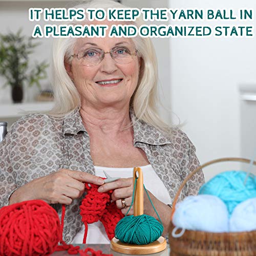 Wood Yarn Holder for Knitting Crochet Wooden Frame with Hole in The Middle, Prevent Yarn Tangling, Winding and Dispensing Accessories, Presents for Craft Lovers