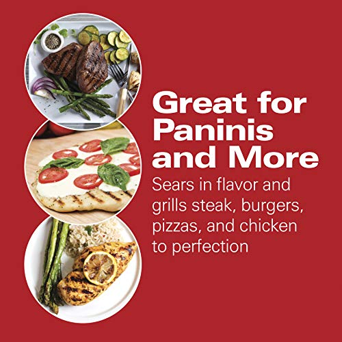 Hamilton Beach Panini Press, Sandwich Maker & Electric Indoor Grill, Upright Storage, Nonstick Easy Clean Grids, Stainless Steel (25410) & Dual Breakfast Sandwich Maker with Timer, Silver (25490A)