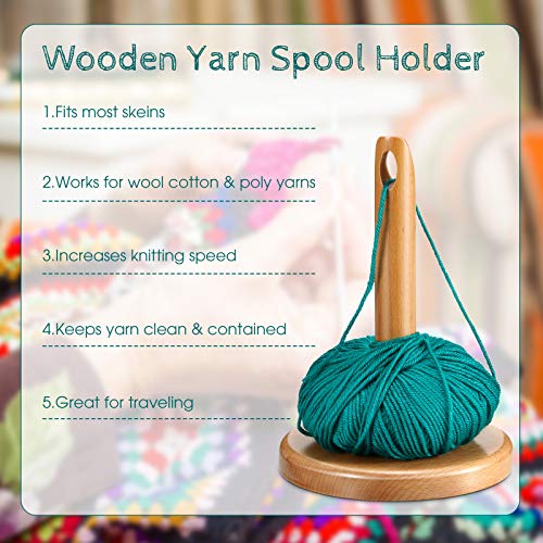 Wood Yarn Holder for Knitting Crochet Wooden Frame with Hole in The Middle, Prevent Yarn Tangling, Winding and Dispensing Accessories, Presents for Craft Lovers
