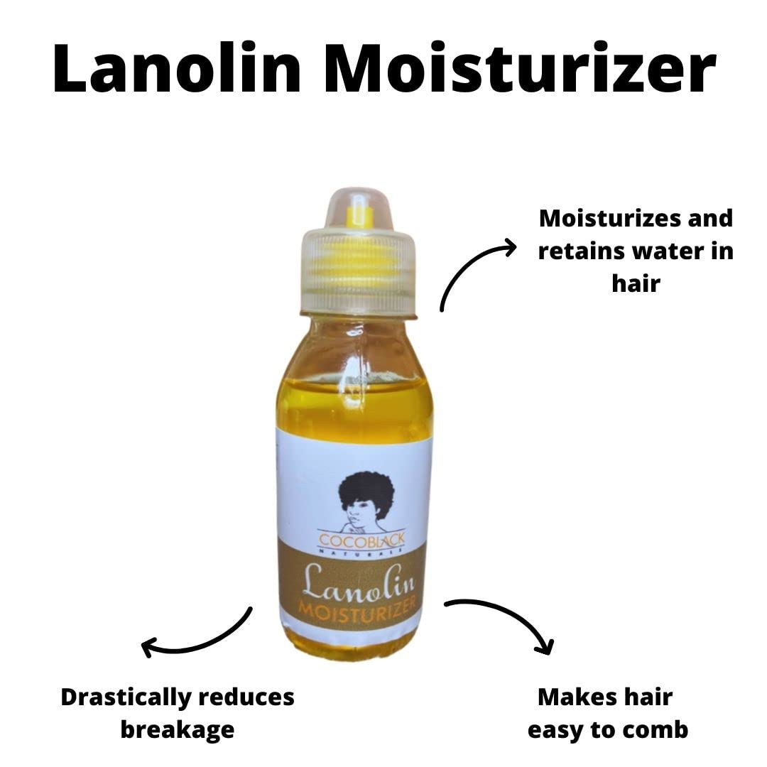 CocoBlack Naturals Lanolin Moisturizer Ghana for Coily Kinky Hair, 4.8 fl oz