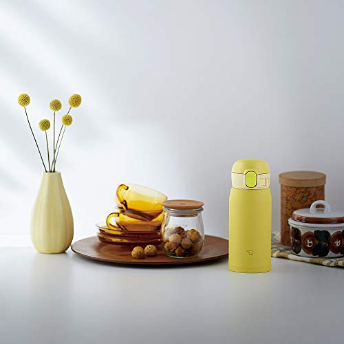Zojirushi SM-WA36-YA Water Bottle, One-Touch Stainless Steel Mug, Seamless, 1.2 fl oz (0.36 L), Lemon