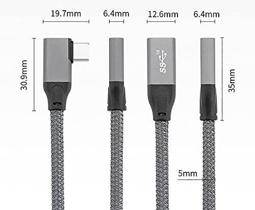 USB-C Extension Cable Right Angle 6.6ft,10Gbps USB-C 3.1 Gen 2 Male to Female 4K Video Cable,90 Degree Extender Cable for 2021 iPad Mini 6,MacBook Pro/Air,iMac,USB-C Hub/Docking Station/Camera/Laptop