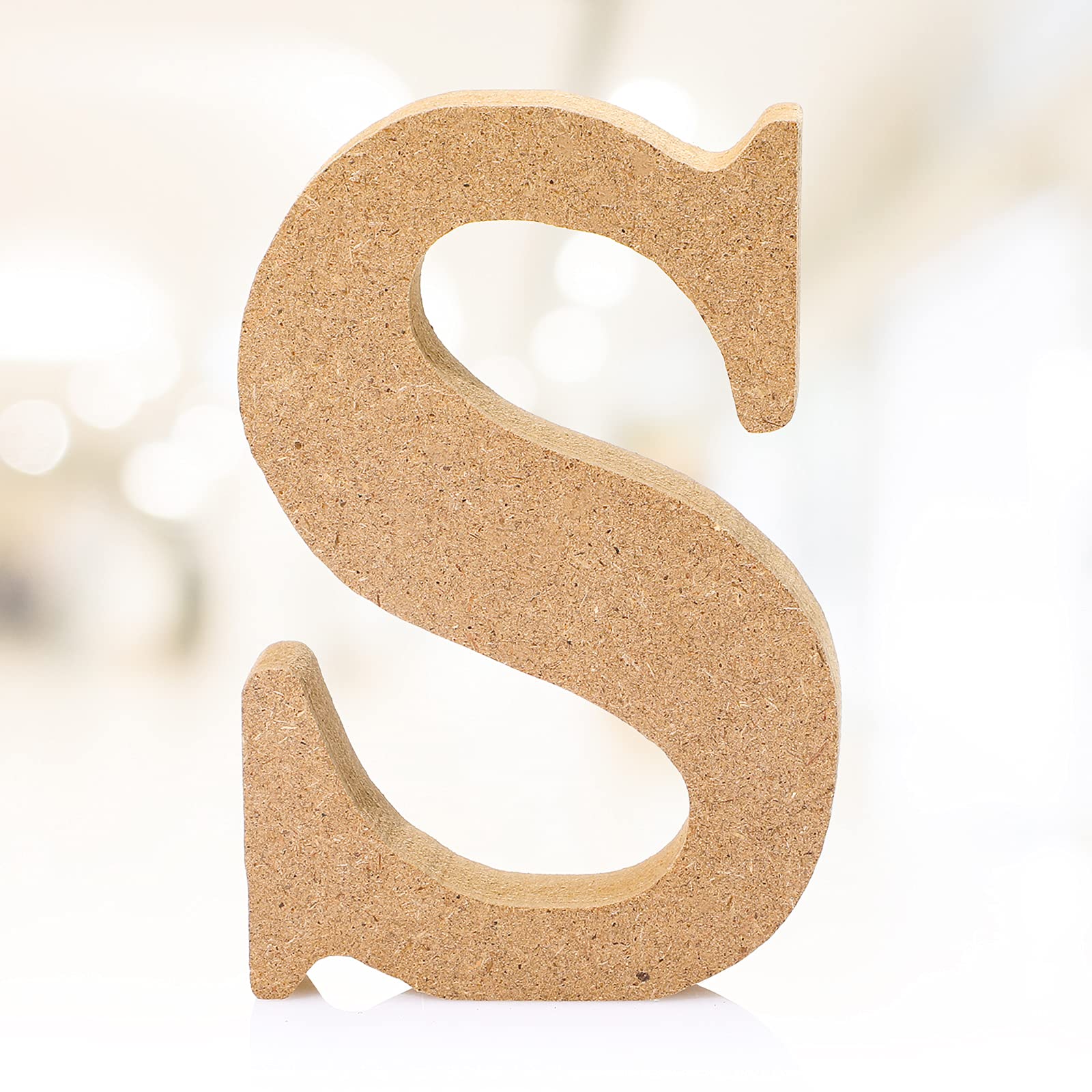 4 Inch DIY Wooden Letters for Crafts Easter Alphabet Letters for Table Decoration Paintable Decorative Letters Standing Letters Slices Sign Board Decoration for Craft Home Party Projects (S Style)
