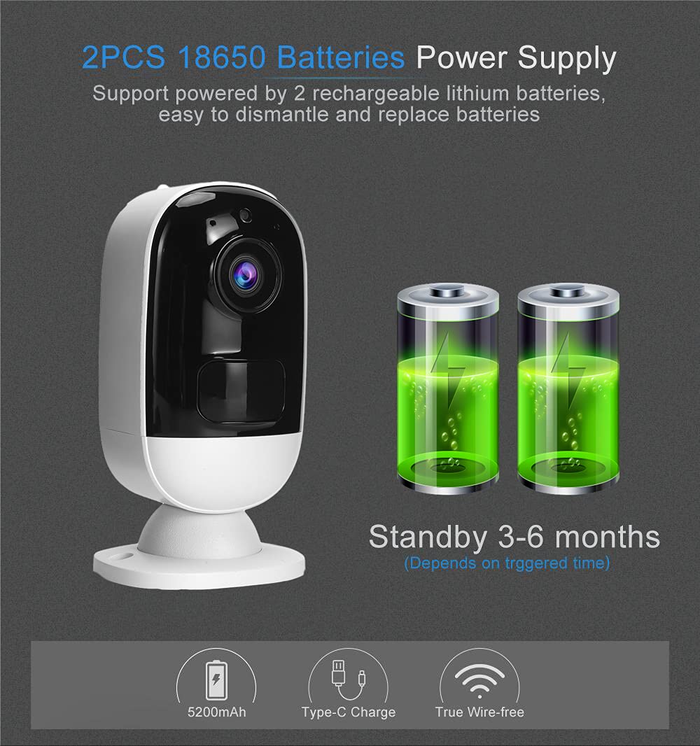 ARMIDO Outdoor Expandable Wireless Security Camera System 2PCS 3MP Wire Free Rechargeable Battery Powered Security Cameras 30ft Night Vision,PIR Motion Detection, 2-Way Audio (2-Cam Kit)