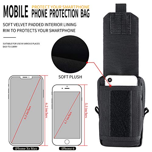 IronSeals Multi-Purpose Tactical Molle Pouch Waist Bag for Mobile Phone Belt Pouch Holster Cover Case for iPhone 14 Pro Max/13 Pro Max/12/11 Pro Max/XS Max, Size L