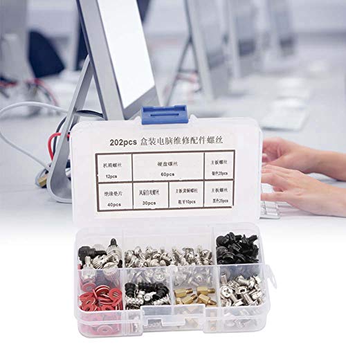 Motherboard Screws, 202 Pcs Computer Screws Kit 12pcs Chassis Screw PC Assortment Kit for Maintenance and Repair Of Mobile Network Terminal Equipment
