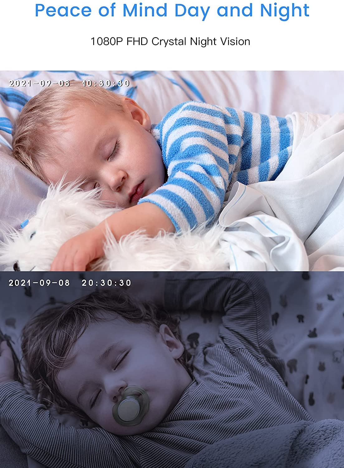 LAXIHUB M1 Security Baby Monitor (2-Pack) with Camera and Audio, 1080P Full HD, Motion & Sound Detection, Night Vision, 2.4G WiFi Camera Compatible with Alexa and Google Assistant…