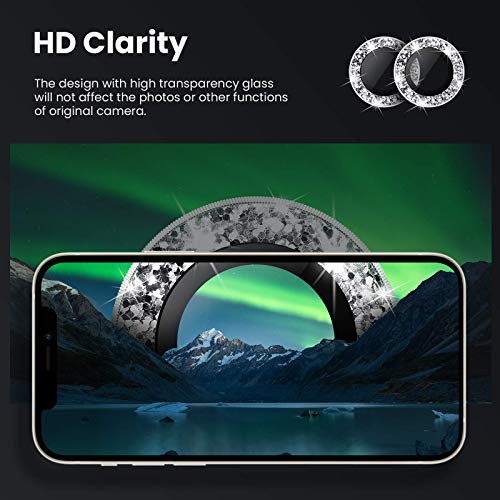 Tensea Compatible with iPhone 12 / iPhone 12 mini Camera Lens Protector, 9H Tempered Glass Camera Cover Screen Protector for iPhone12 mini 5.4 inch / iPhone12 6.1 inch 2020 (Diamond)
