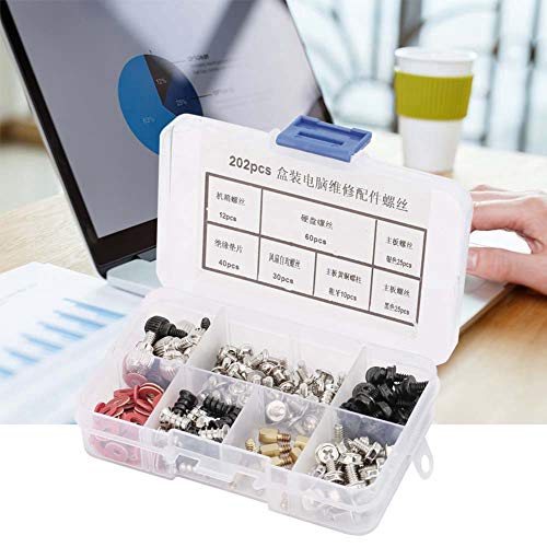 Motherboard Screws, 202 Pcs Computer Screws Kit 12pcs Chassis Screw PC Assortment Kit for Maintenance and Repair Of Mobile Network Terminal Equipment