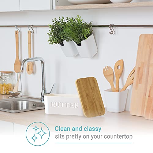 PriorityChef Large Butter Dish with Lid for Countertop, Ceramic Butter Container With Airtight Cover, Butter Keeper for Counter or Fridge, White Butter Holder Storageā¦