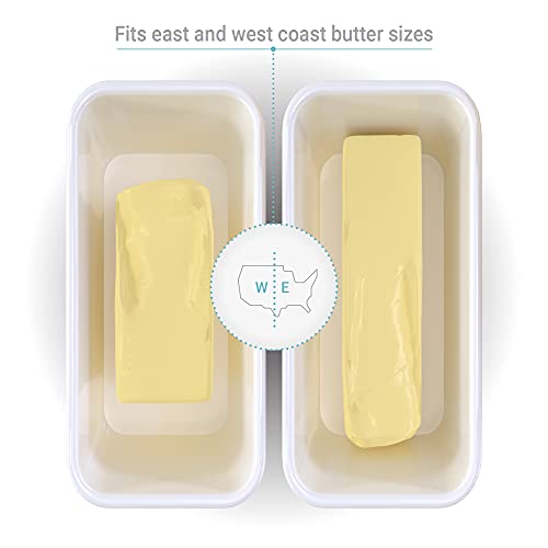 PriorityChef Large Butter Dish with Lid for Countertop, Ceramic Butter Container With Airtight Cover, Butter Keeper for Counter or Fridge, White Butter Holder Storageā¦