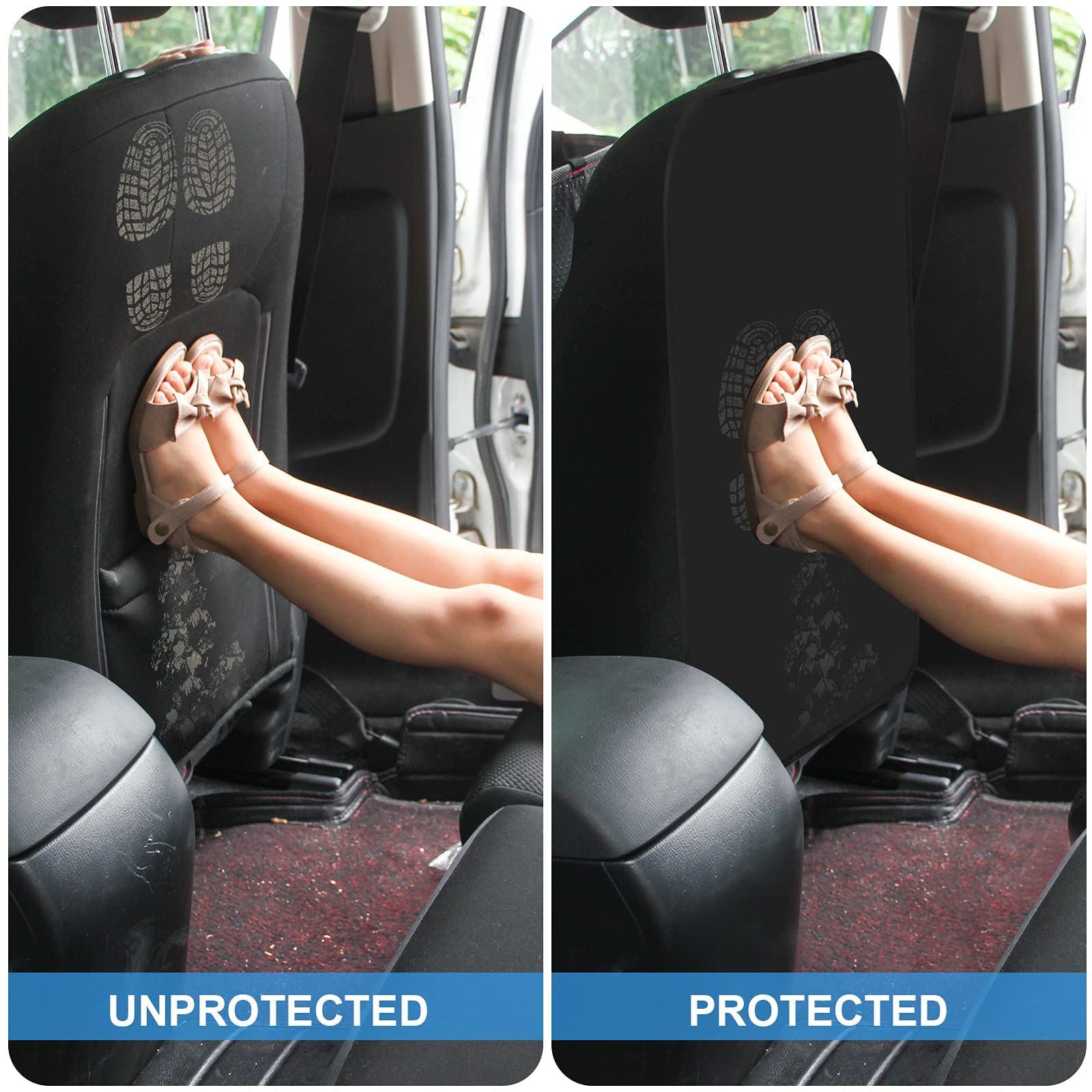 BUG HULL Kick Mats, Car Seat Protector Back Seat Protector for Kids, Sag Proof, Waterproof, Car Back Seat Cover Protect from Dirt, Mud, Scratches, Premium Oxford Fabric Car Kick Mats Fits Most Cars