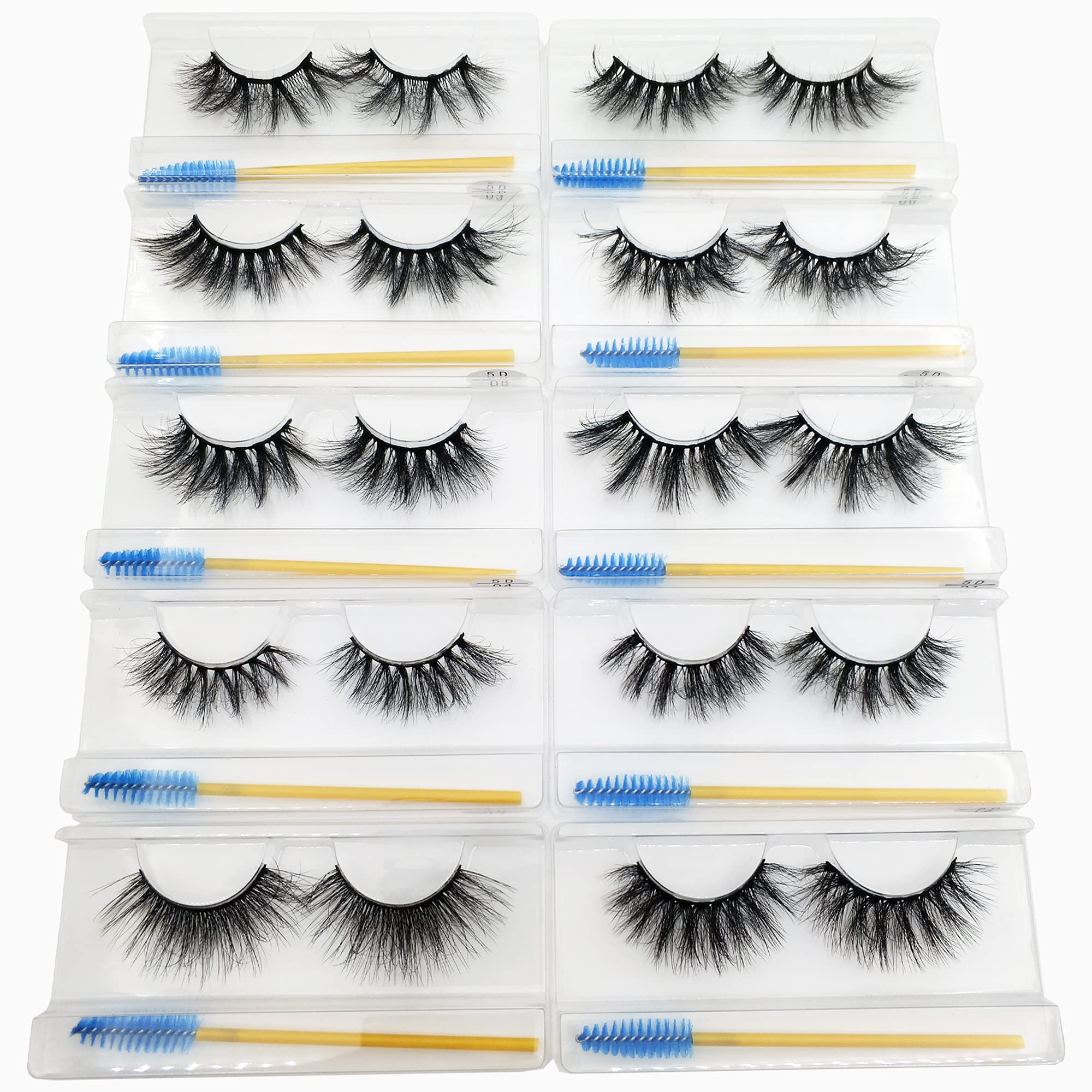 Wholesale lashes, Faux Mink lashes bulk, 30 pair 10 Styles Lashes with lash brush, 15-22mm Fake Lashes, Fluffy Wispy Natural Volume Lashes, Handmade Reusable Soft lashes, Lashes Bulk