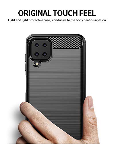 Samsung A12 case,Galaxy A12 case,with HD Screen Protector,M MAIKEZI Soft TPU Slim Fashion Non-Slip Protective Phone Case Cover for Samsung Galaxy A12 (Black Brushed TPU)