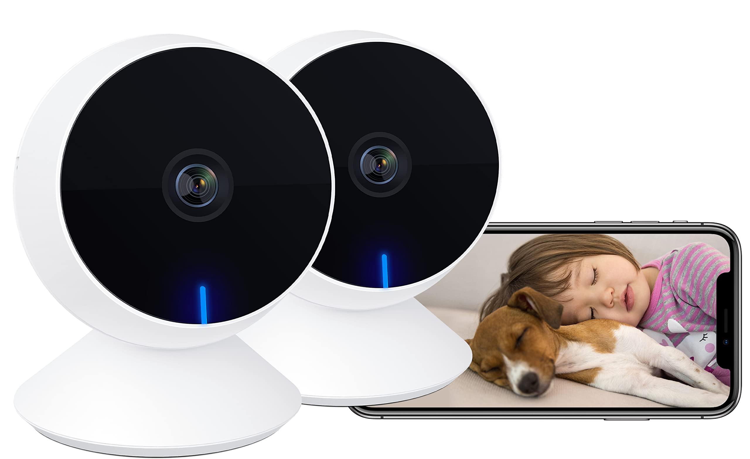 LAXIHUB M1 Security Baby Monitor (2-Pack) with Camera and Audio, 1080P Full HD, Motion & Sound Detection, Night Vision, 2.4G WiFi Camera Compatible with Alexa and Google Assistant…