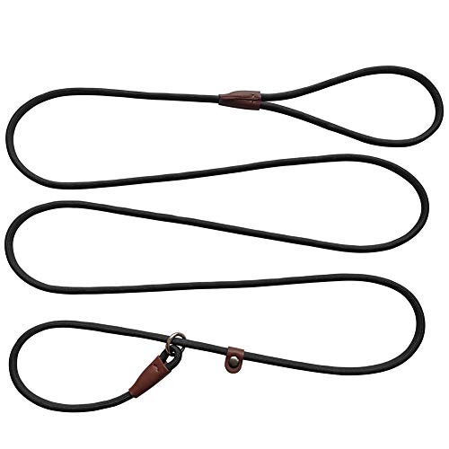 BTINESFUL 7FT Slip Lead Dog Leash, Strong Nylon Rope Leash, 1/4 & 1/2 inch Diam Dog Training Lead for Small Medium Large Dogs (1/4" * 7 FT, Black)