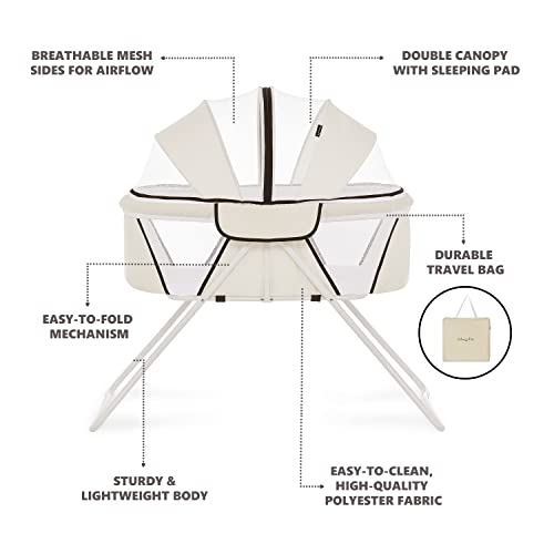 Dream On Me Day Dreamer 2-in-1 Convertible and Portable Bassinet, French White