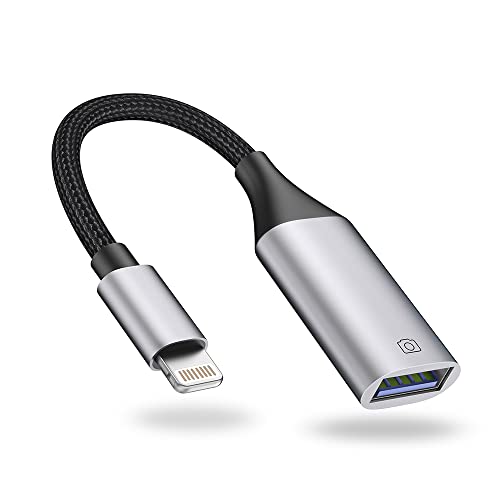 IVSHOWCO Lightning to USB Adapter [Apple MFi Certified], USB Camera Adapter for iPhone, iOS OTG Cable Adapter, Supports USB Flash Drive, Card Reader, Mouse, Keyboard